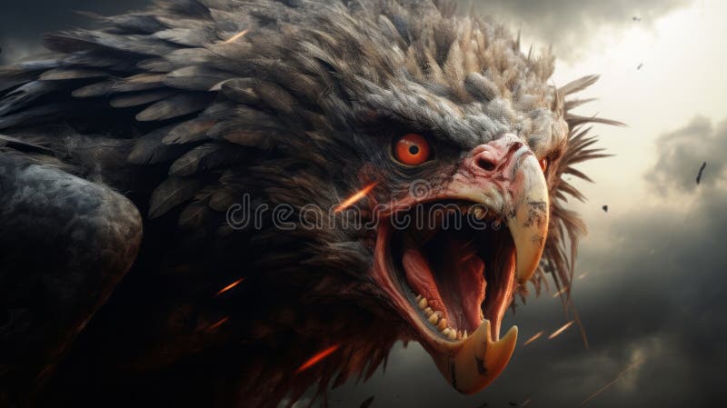 Scary Nightmare Creature with Eagle Head Stock Illustration ...