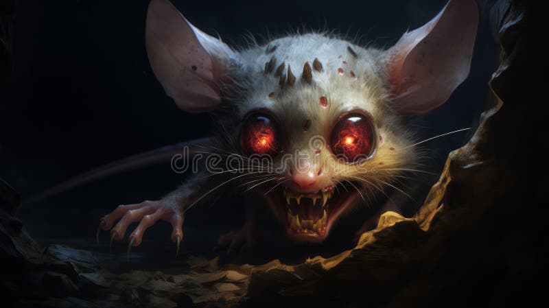 Scary Nightmare Creature: Hyper-detailed Rat with Red Eyes Stock ...