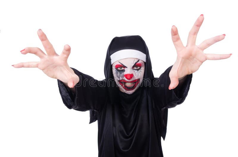 The Scary Nun in Halloween Concept Stock Image - Image of funny, angry ...