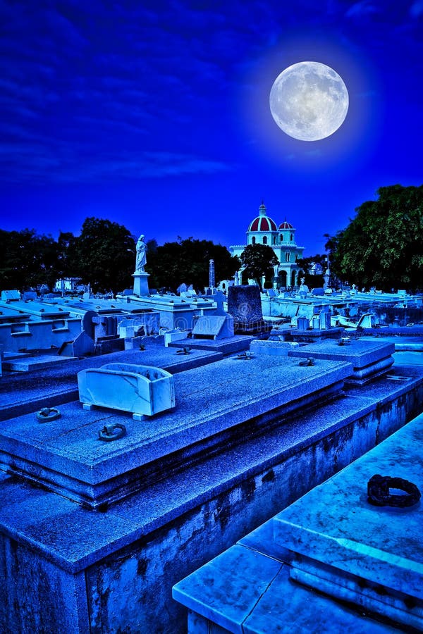 Cemetery at night with stock photo. Image of faith, catholicism - 22710198