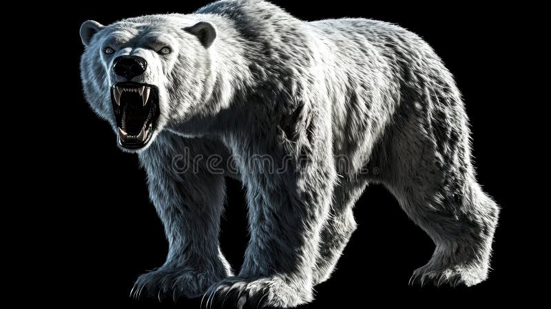 A Polar Bear Roaring, a Majestic Arctic Predator Stock Illustration ...