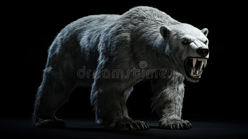 A Polar Bear Roaring in the Dark Stock Illustration - Illustration of ...