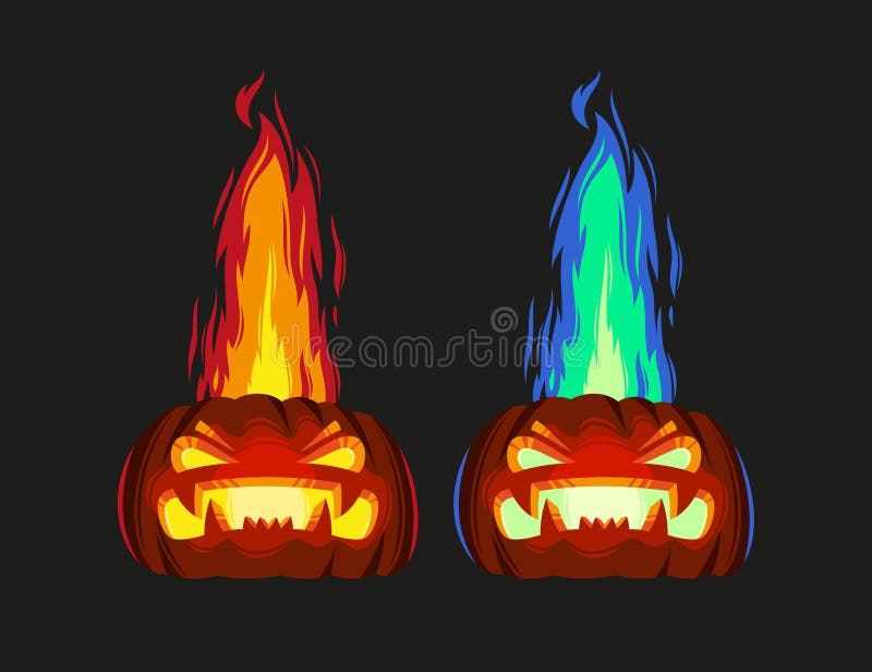 Scary pumpkin with fire stock vector. Illustration of flame - 77844099