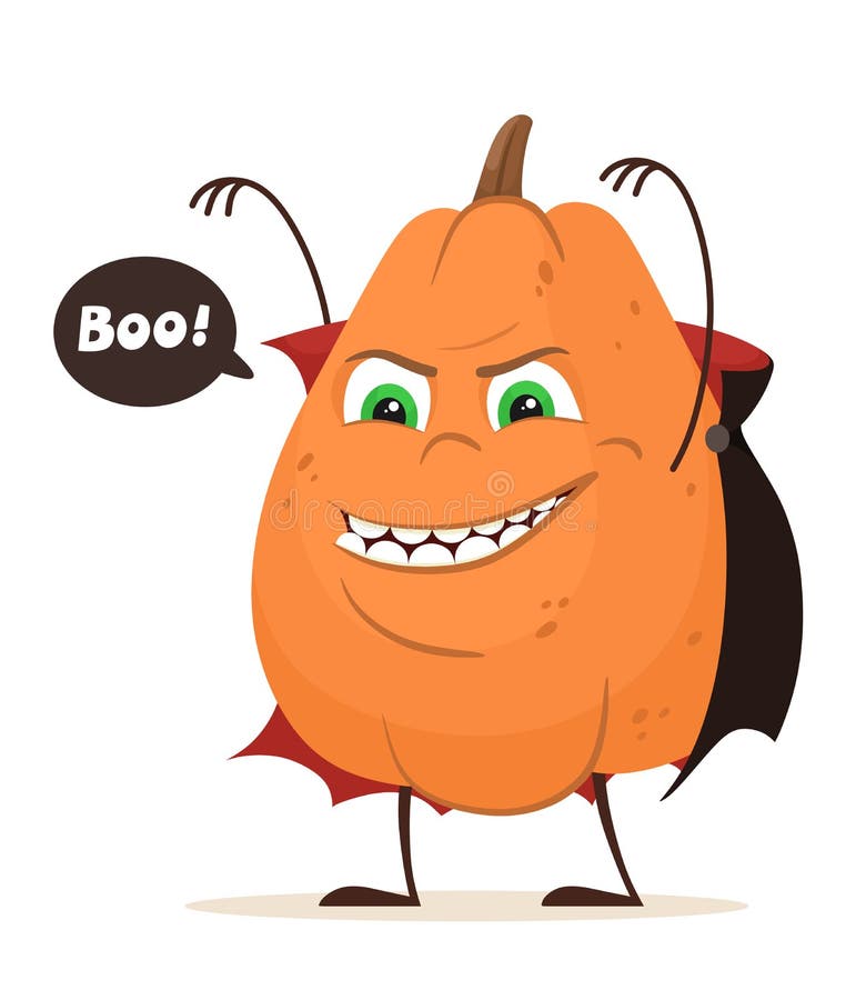 Scary Pumpkin, Halloween Pumpkin Cartoon Character. Vector Illustration ...
