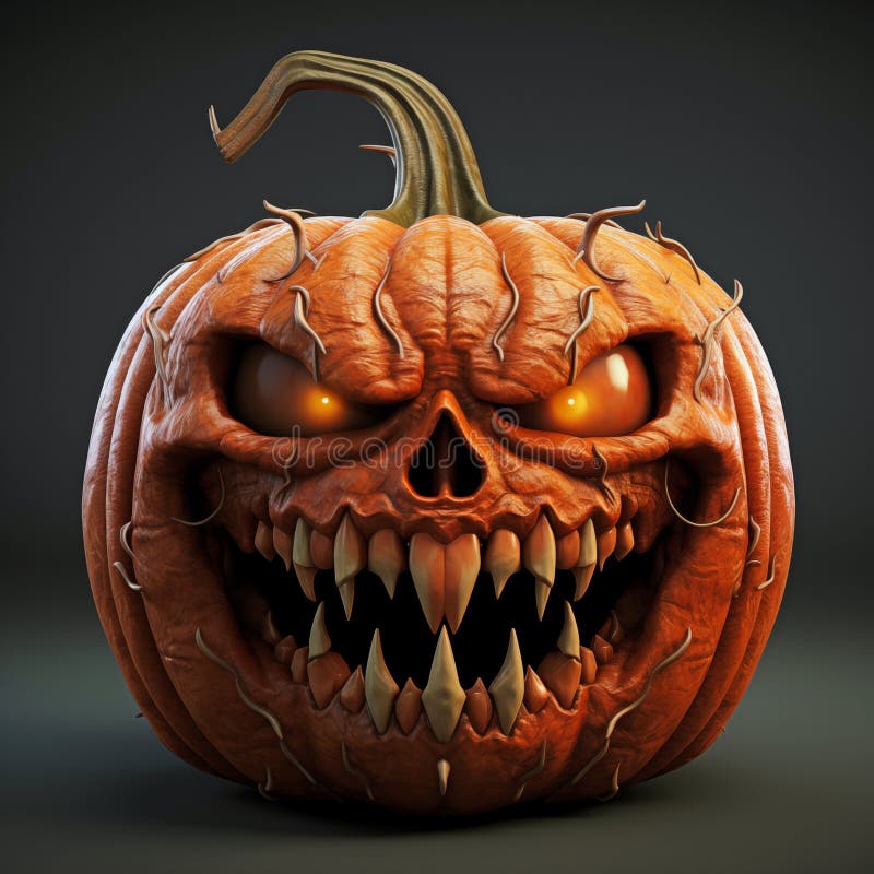 Really Scary Pumpkin with Scary Teeth for Halloween. Stock Illustration ...