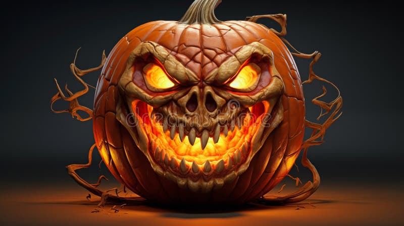 Really Scary Pumpkin with Scary Teeth for Halloween. Stock Illustration ...