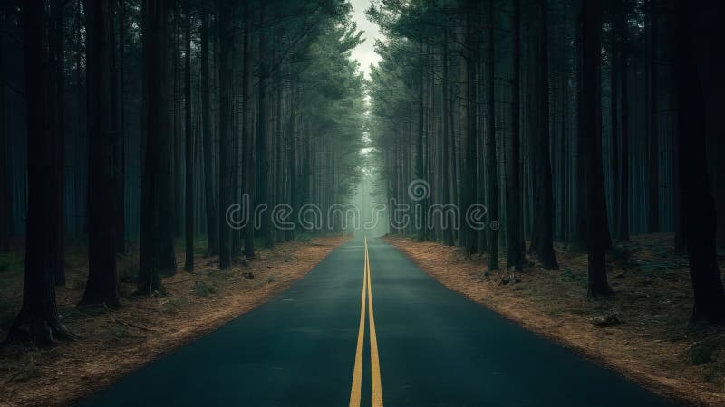 Scary road at night stock illustration. Illustration of ghost - 325674689