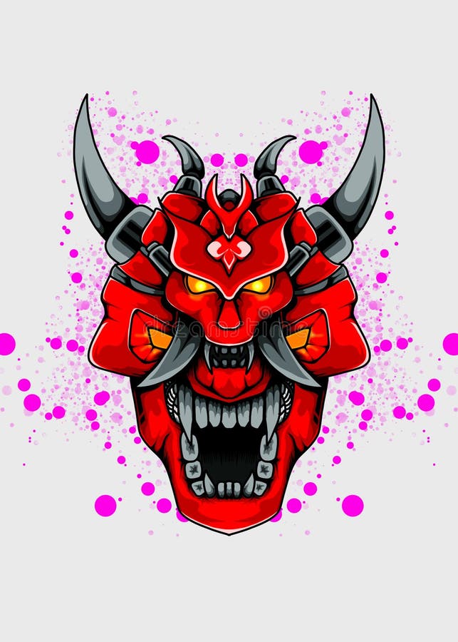 Scary Samurai Mask Illustration Design Stock Illustration ...