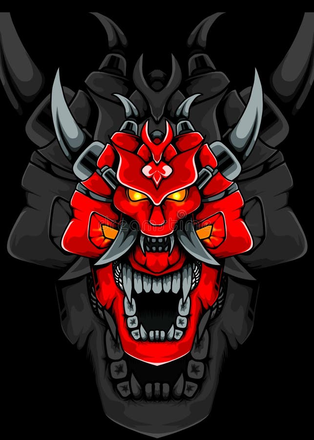 Scary Samurai Mask Illustration Design Stock Illustration ...