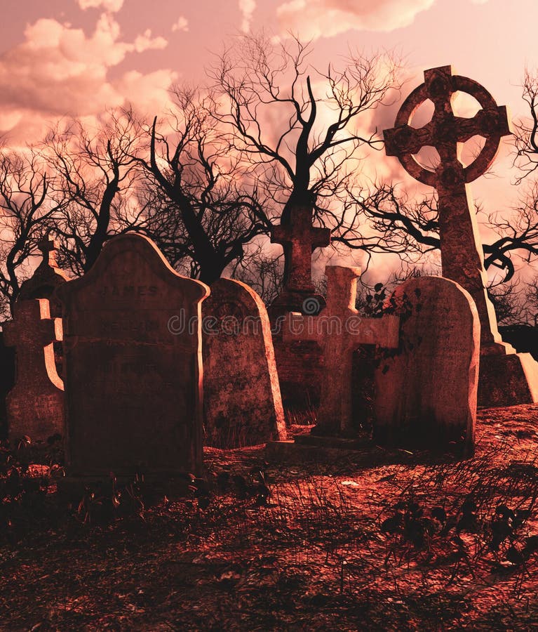Haunted Graveyard Happy Halloween Background Stock Vector ...