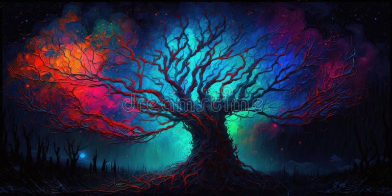 Scary Scenery of Leafless Haunted Grim Tree Stock Photo - Image of fear ...