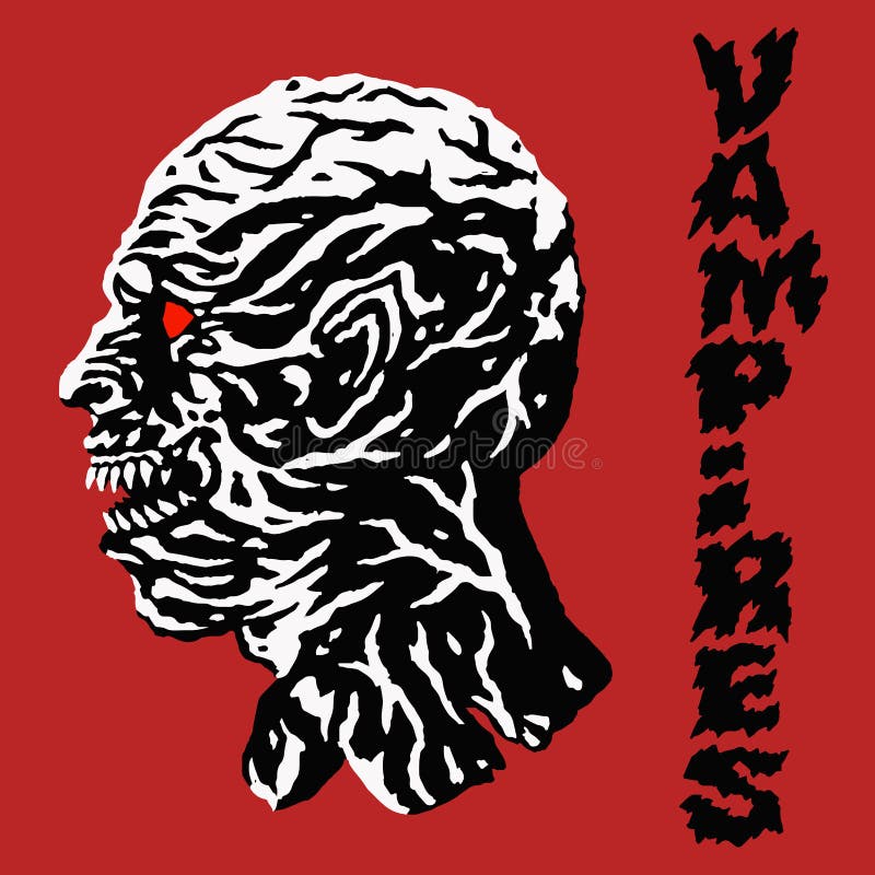 Screaming Vampire Head in Red and Blue Colors. Vector Illustration ...