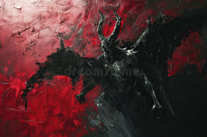 Scary Sinister Devil is in Hell with Dramatic Bright Fire Lighting ...