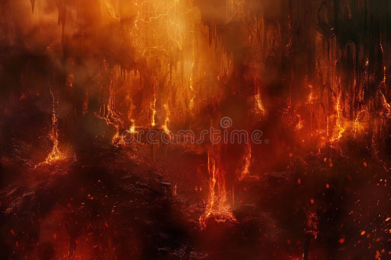 Scary Sinister Devil is in Hell with Dramatic Fire Lighting on the ...