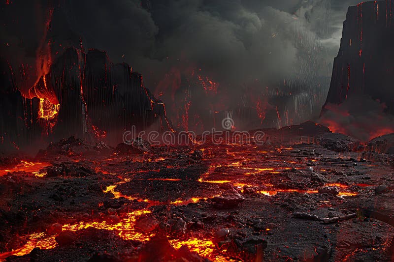 Scary Sinister Devil is in Hell with Dramatic Fire Lighting on the ...