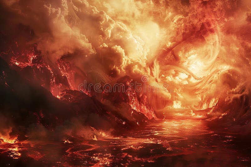 Scary Sinister Devil is in Hell with Dramatic Fire Lighting on the ...