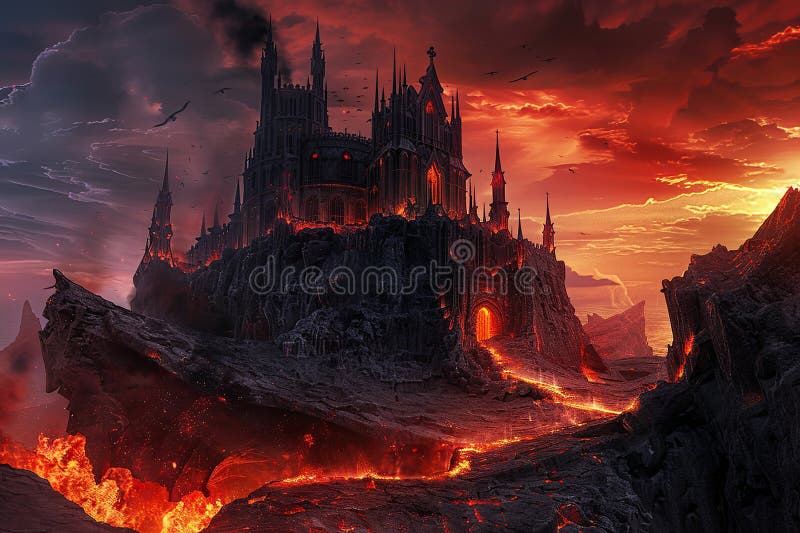 Scary Sinister Devil is in Hell with Dramatic Fire Lighting on the ...