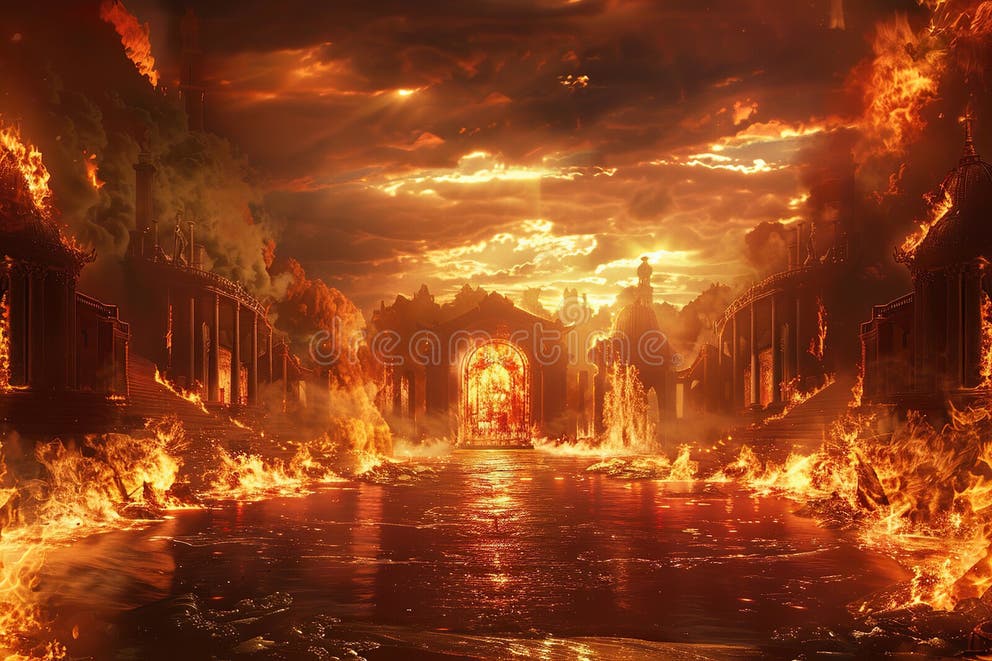 Scary Sinister Devil is in Hell with Dramatic Fire Lighting on the ...