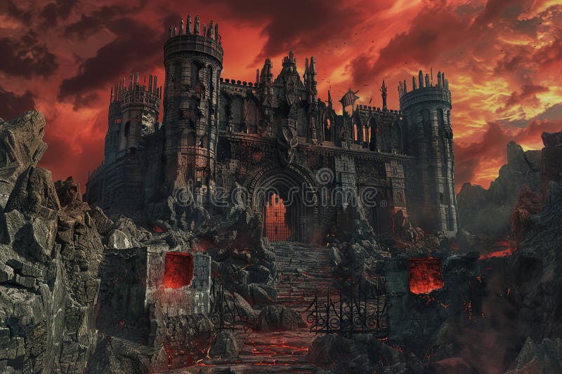 Scary Sinister Devil is in Hell with Dramatic Fire Lighting on the ...