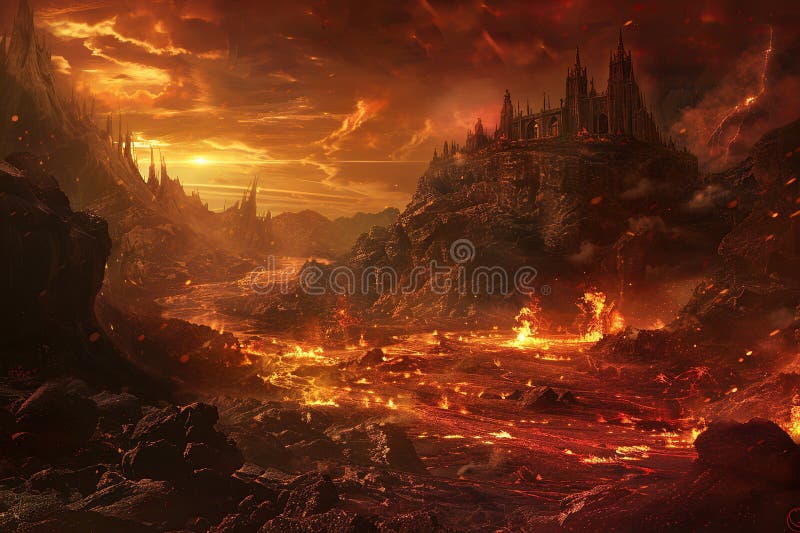 Scary Sinister Devil is in Hell with Dramatic Fire Lighting on the ...