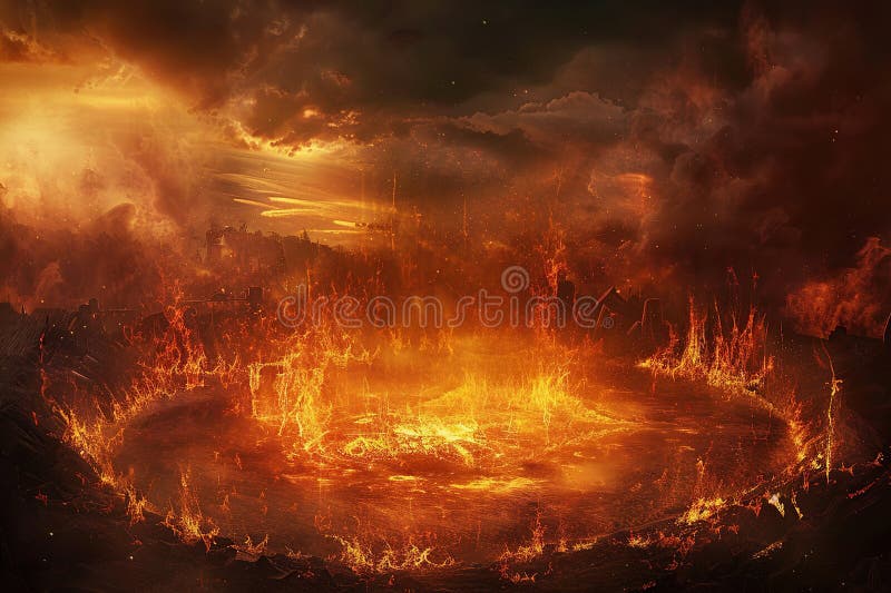 Scary Sinister Devil is in Hell with Dramatic Fire Lighting on the ...