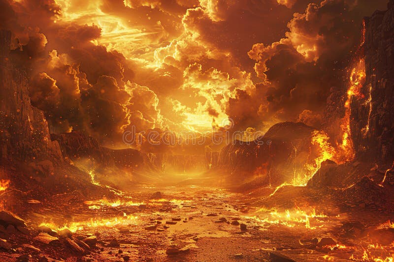 Scary Sinister Devil is in Hell with Dramatic Fire Lighting on the ...