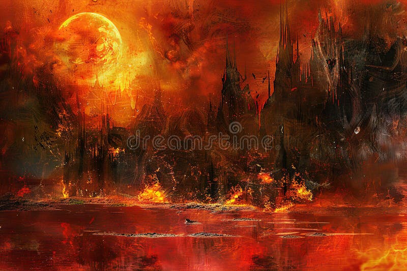 Scary Sinister Devil is in Hell with Dramatic Fire Lighting on the ...