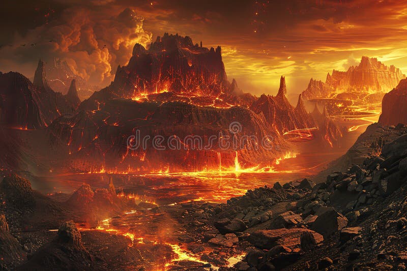 Scary Sinister Devil is in Hell with Dramatic Fire Lighting on the ...