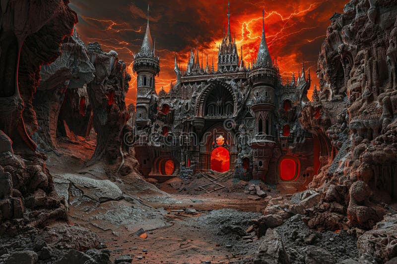 Scary Sinister Devil is in Hell with Dramatic Fire Lighting on the ...