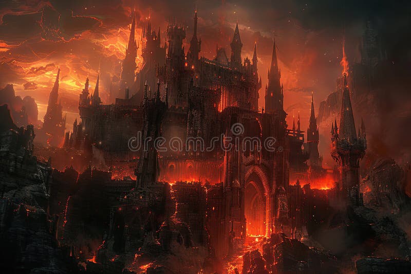 Scary Sinister Devil is in Hell with Dramatic Fire Lighting on the ...