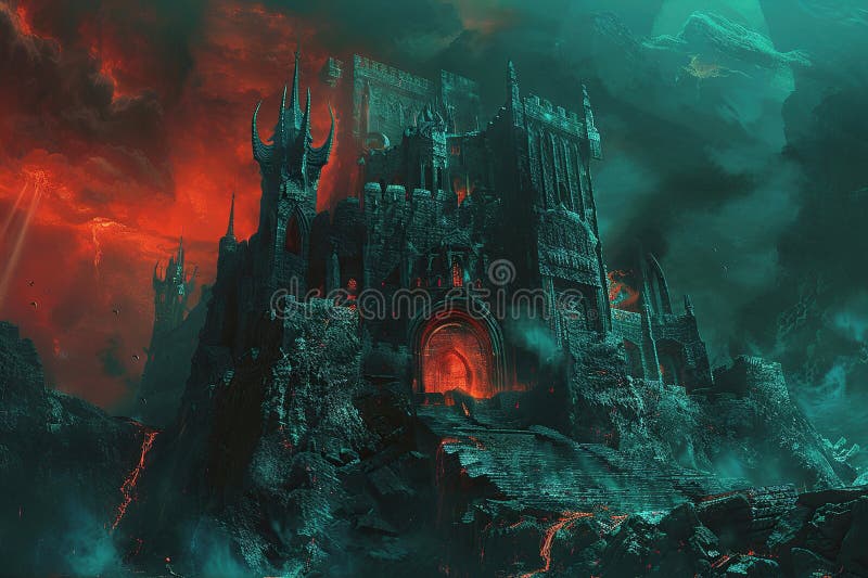 Scary Sinister Devil is in Hell with Dramatic Fire Lighting on the ...