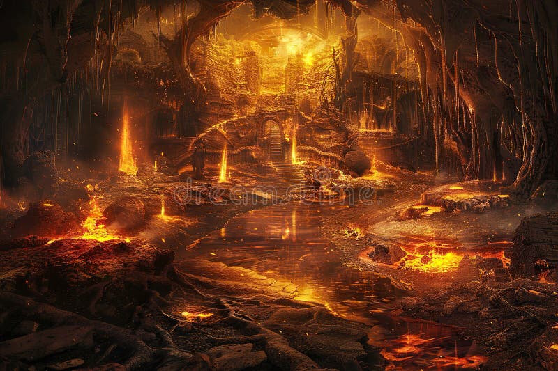 Scary Sinister Devil is in Hell with Dramatic Fire Lighting on the ...