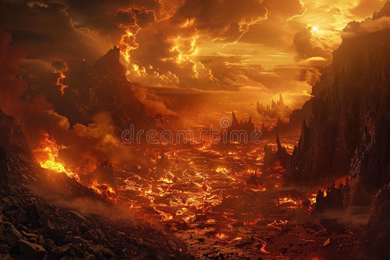 Scary Sinister Devil is in Hell with Dramatic Fire Lighting on the ...