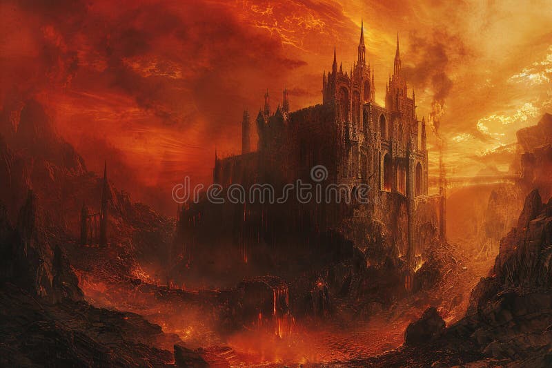 Scary Sinister Devil is in Hell with Dramatic Fire Lighting on the ...