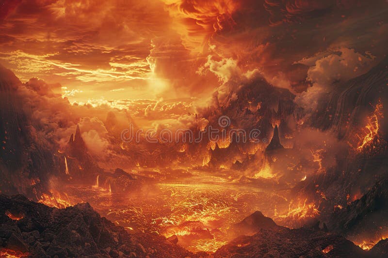 Scary Sinister Devil is in Hell with Dramatic Fire Lighting on the ...