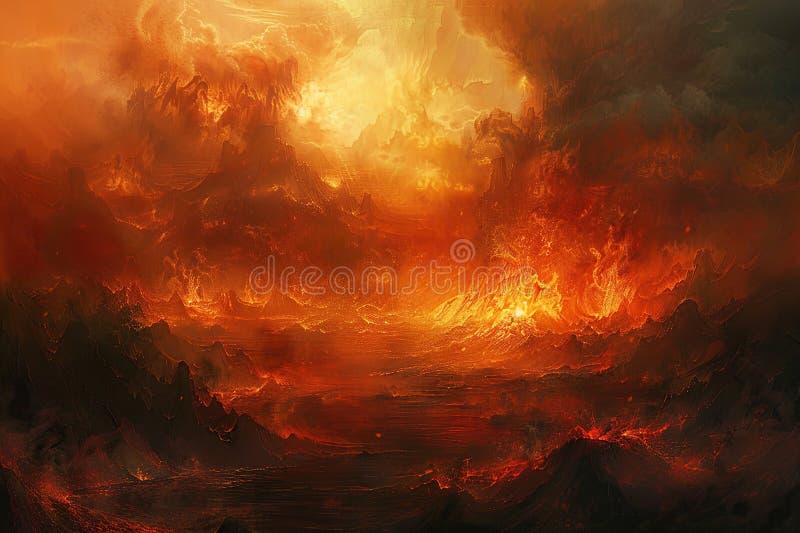 Scary Sinister Devil is in Hell with Dramatic Fire Lighting on the ...