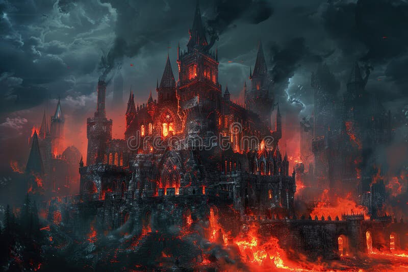 Scary Sinister Devil is in Hell with Dramatic Fire Lighting on the ...