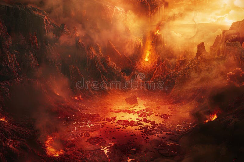 Scary Sinister Devil is in Hell with Dramatic Fire Lighting on the ...