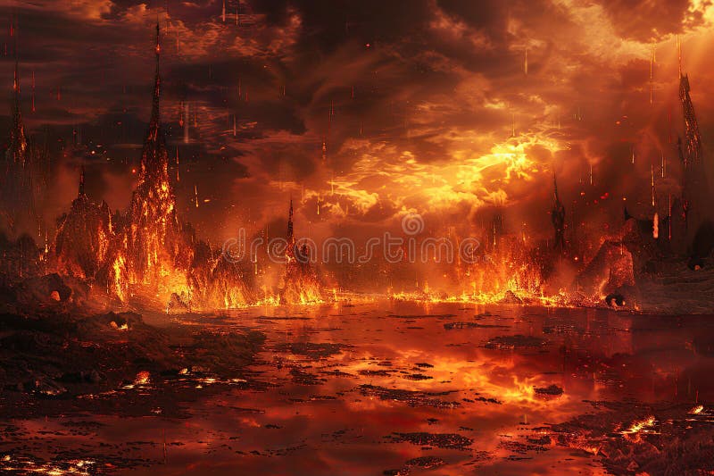 Scary Sinister Devil is in Hell with Dramatic Fire Lighting on the ...