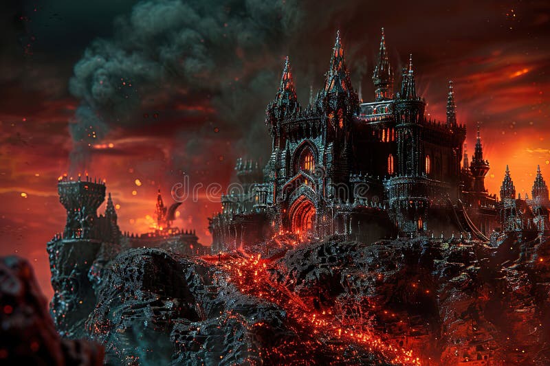 Scary Sinister Devil is in Hell with Dramatic Fire Lighting on the Background Stock Image ...