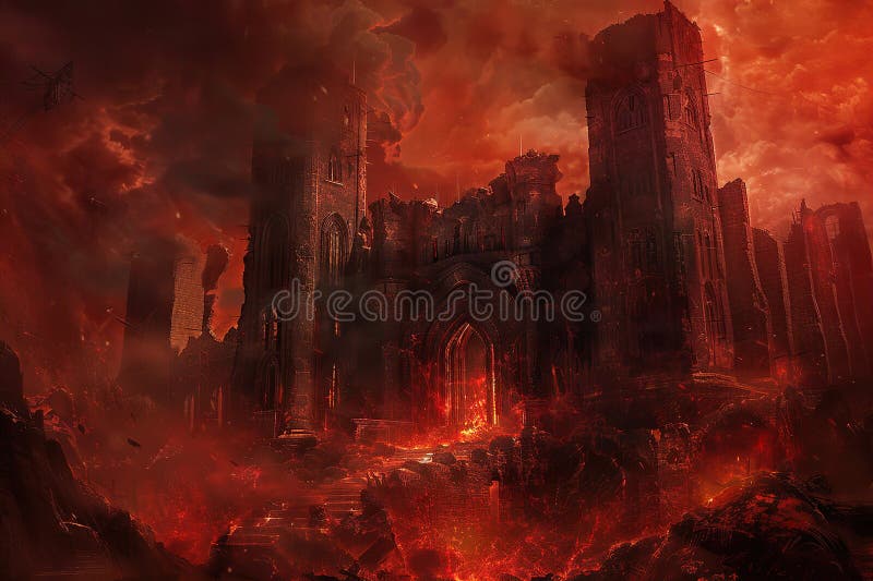 Scary Sinister Devil is in Hell with Dramatic Fire Lighting on the ...