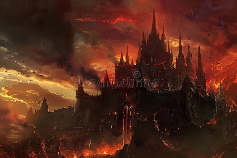 Scary Sinister Devil is in Hell with Dramatic Fire Lighting on the ...