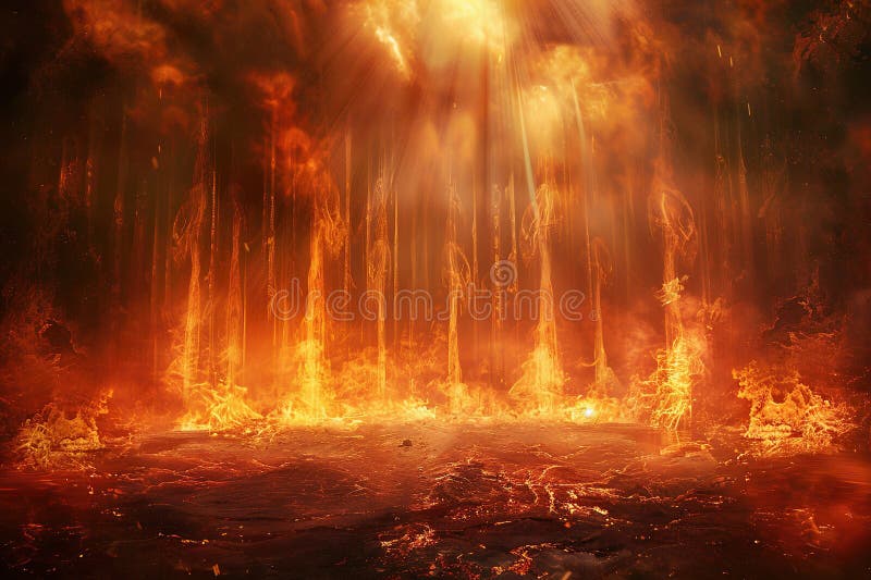 Scary Sinister Devil is in Hell with Dramatic Fire Lighting on the Background Stock Photo ...