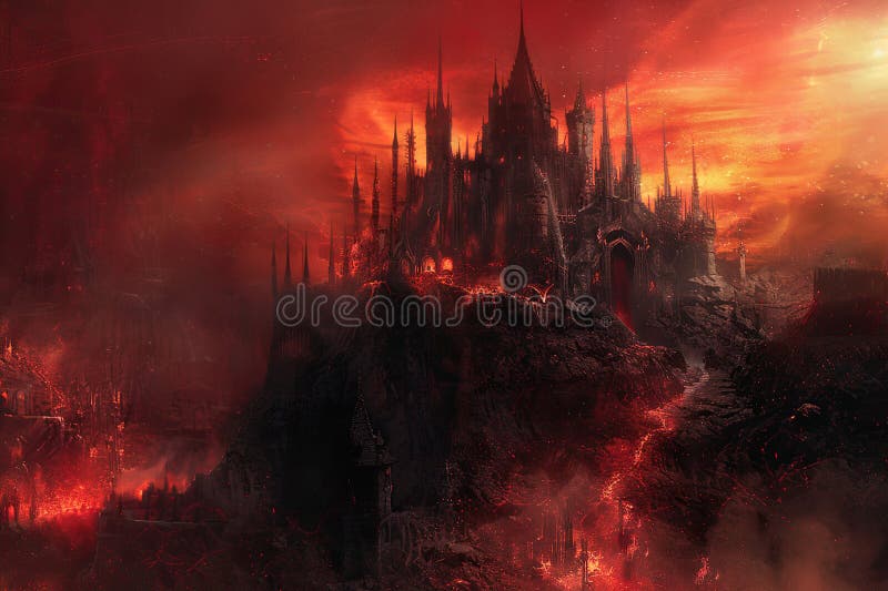 Scary Sinister Devil is in Hell with Dramatic Fire Lighting on the ...