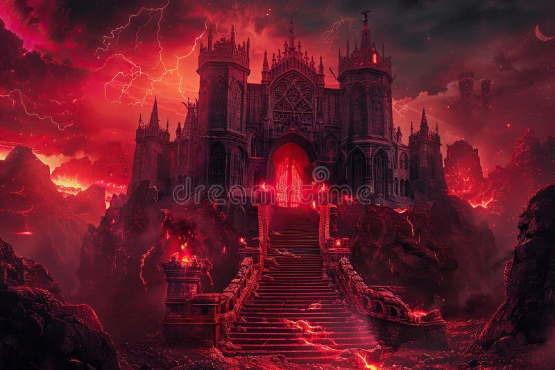 Scary Sinister Devil is in Hell with Dramatic Fire Lighting on the ...