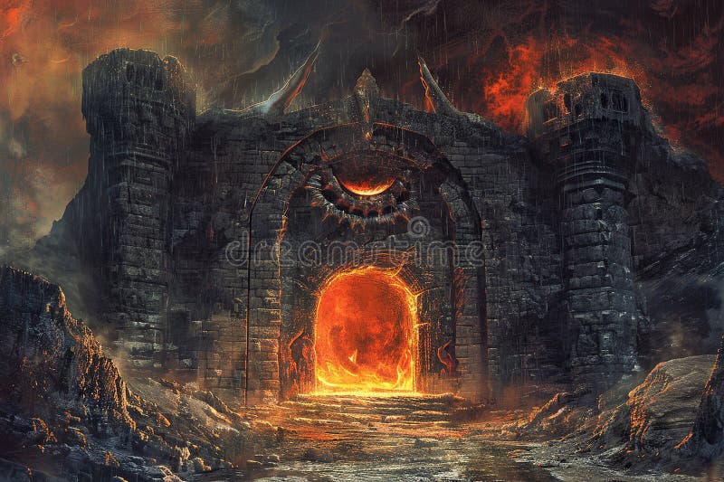 Scary Sinister Devil is in Hell with Dramatic Fire Lighting Stock Photo ...