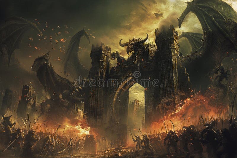 Scary Sinister Devil is in Hell with Dramatic Fire Lighting Stock Image ...