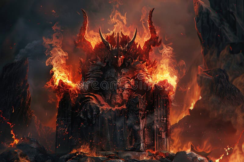 Scary Sinister Devil is in Hell with Dramatic Fire Lighting Stock Image ...
