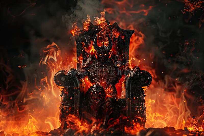 Scary Sinister Devil is in Hell with Dramatic Fire Lighting Stock ...