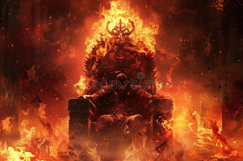 Scary Sinister Devil is in Hell with Dramatic Fire Lighting Stock Image ...